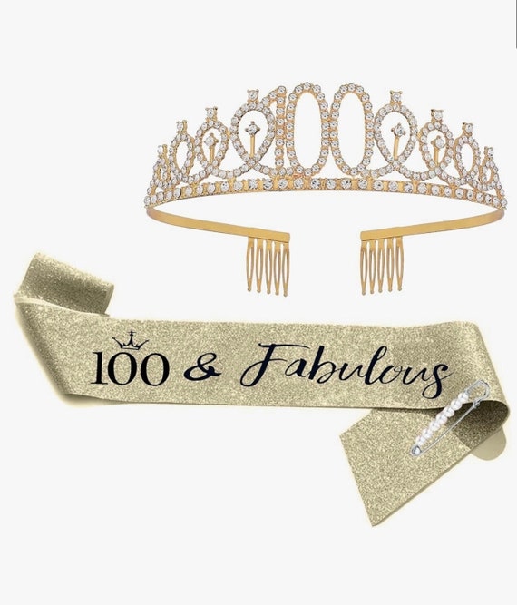 100th Birthday Sash Rhinestone Tiara Set 100 Year Old Birthday Gifts for Her Birthday Crown Party Decorations for Women Etsy UK