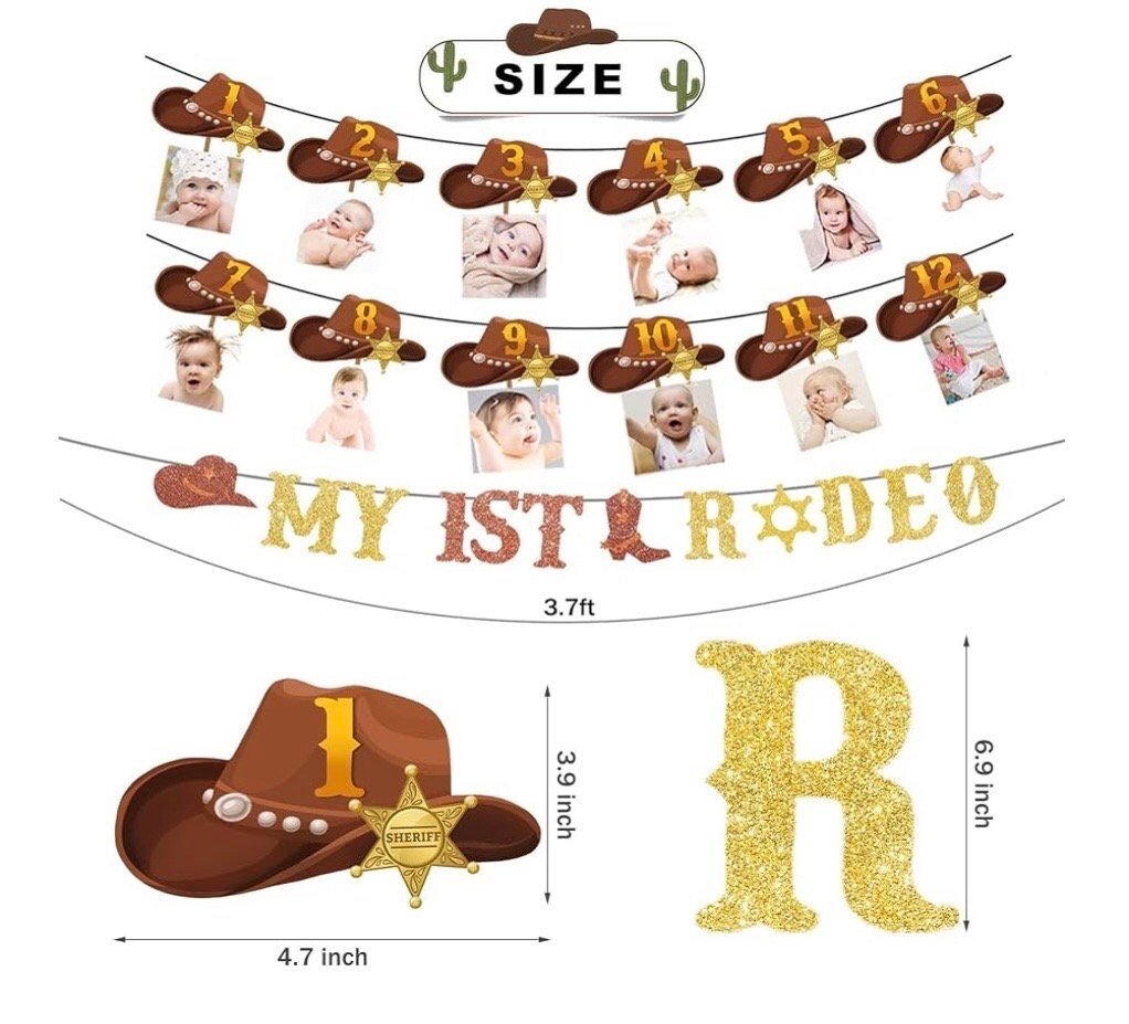 My First Rodeo Birthday Decorations, Hombae Western Cowboy First ...