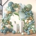 170pcs Dusty Blue Green Balloon Garland Arch Kit Haze Fog Blue Ash Mist ...