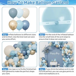 172pcs Dusty Blue Balloons Arch Garland Kit, Dusty Baby Pastel Blue Chrome Gold Blue Sand White ...