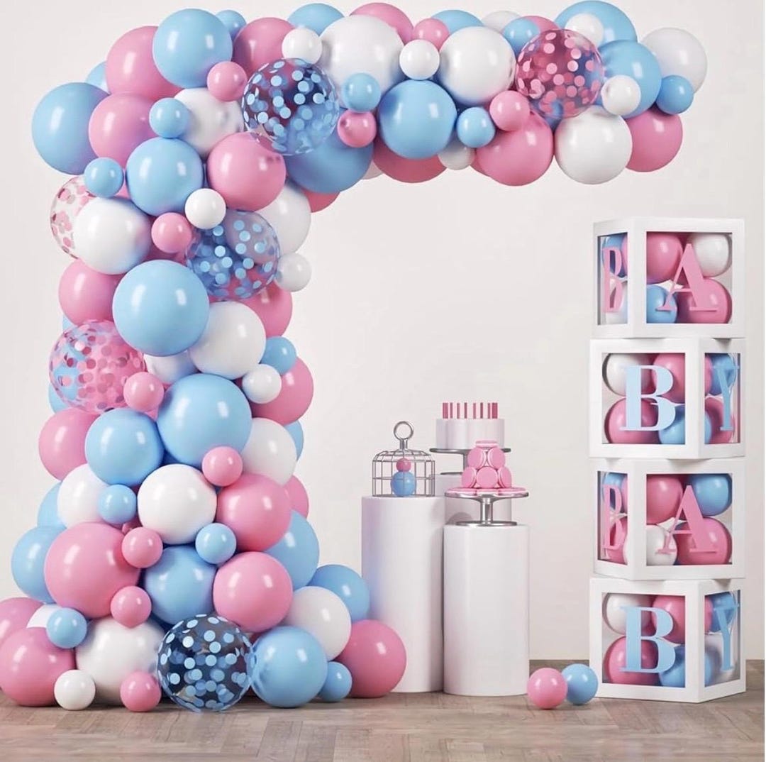 Gender Reveal Decorations ,145pcs Blue and Pink Balloons Arch Kit ...