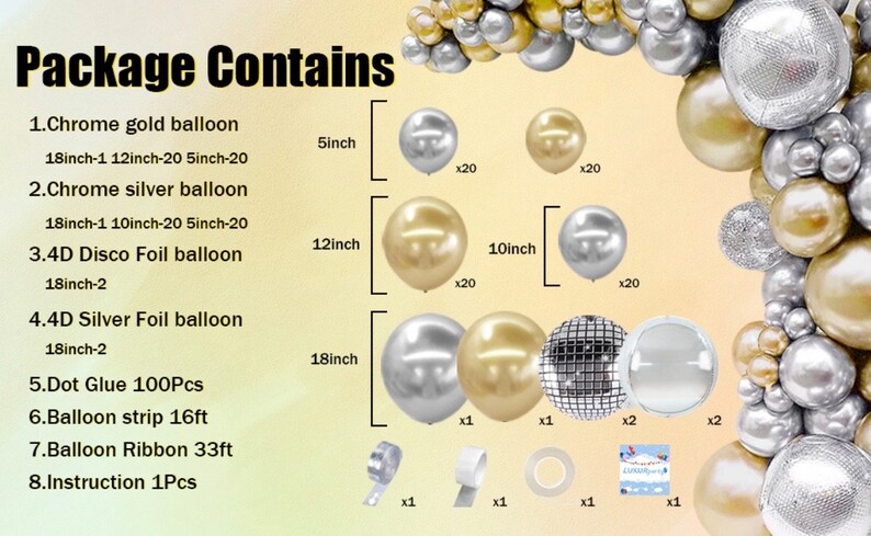 Chrome Gold Silver Balloon Garland Kit-metallic Gold Silver Balloons ...