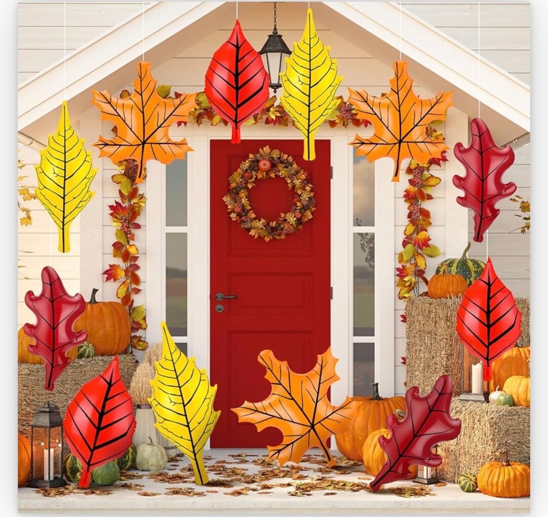 Set of 12 Fall Leaf Inflatable Balloon Thanksgiving Inflatable Balls ...