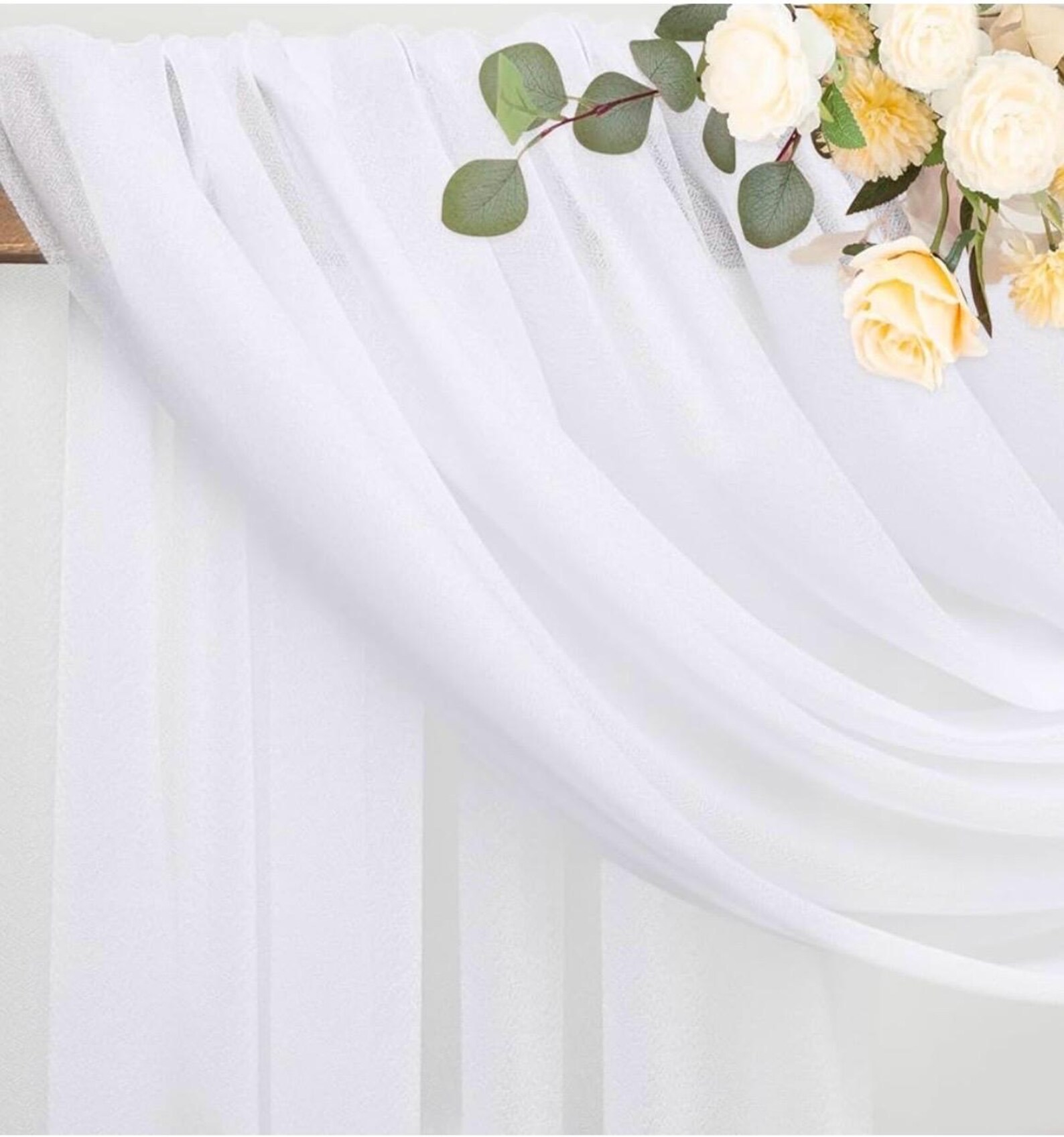White Wedding Arch Drapes, Sheer White Backdrop Fabric 28.7 X 20FT ...
