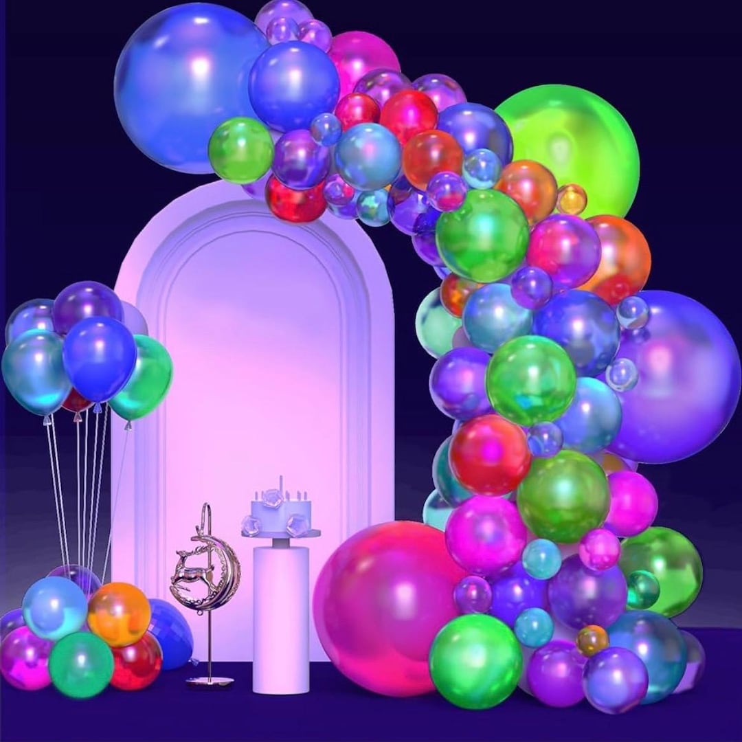 120pcs UV Neon Balloons, Neon Glow Party Balloons UV Black Light ...