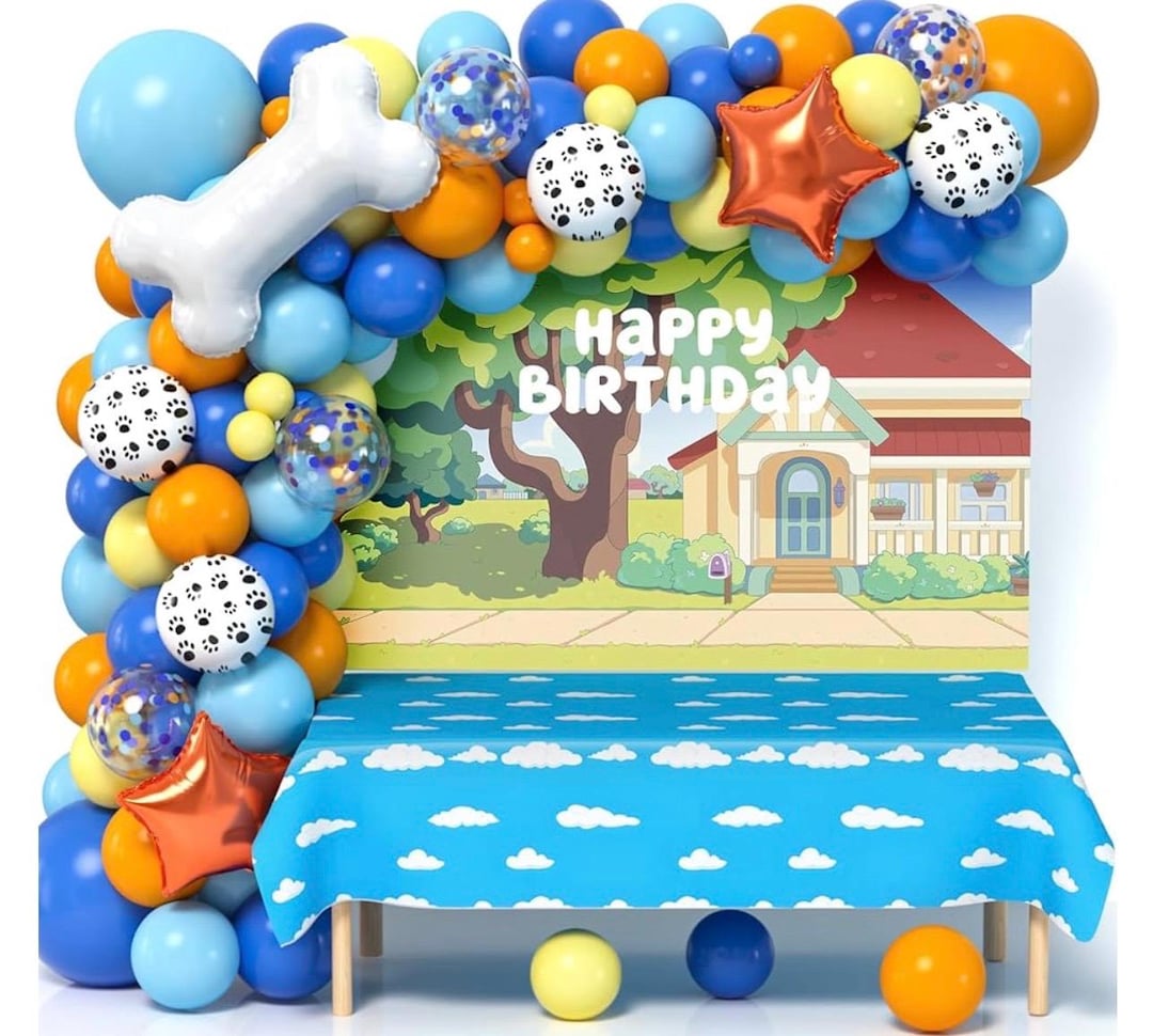 118 Dog Blue Party Decorations Birthday Supplies Paw Balloons Garland ...