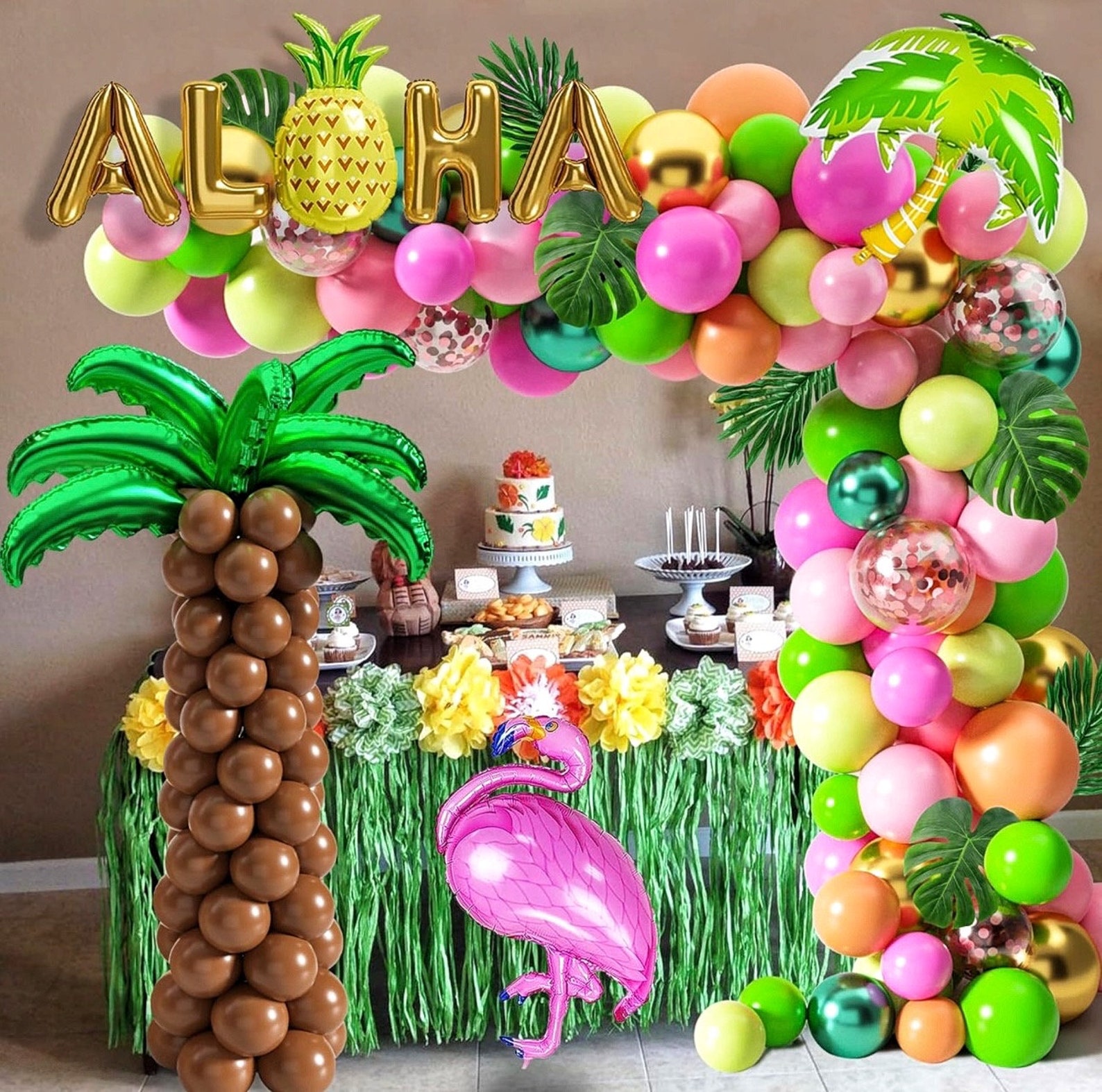 Tropical Luau Balloons Arch Garland Kit Luau Party Decorations With ...