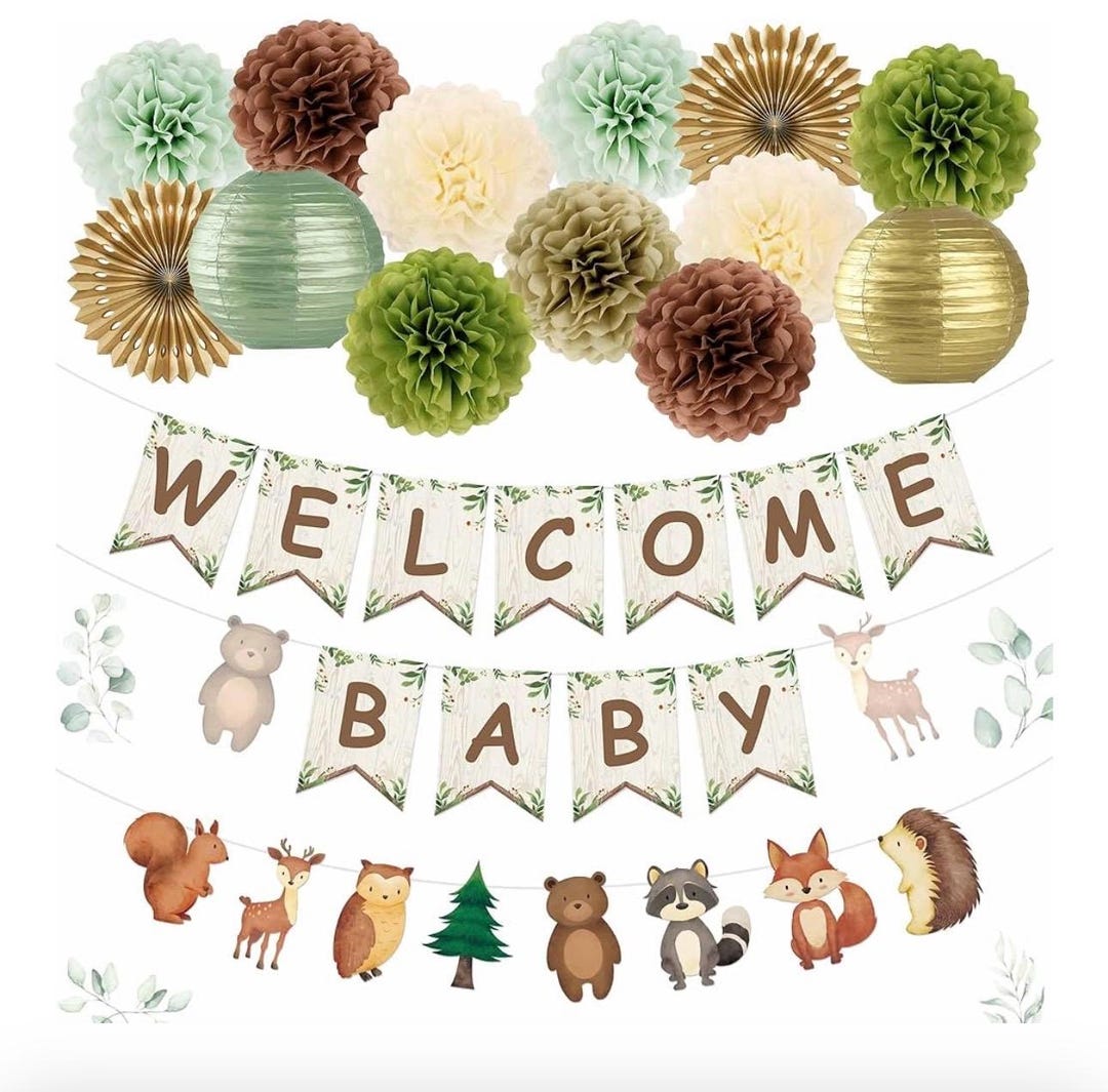 Woodland Baby Shower Decorations 15 Pcs Baby Shower Decorations With ...