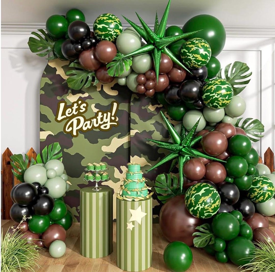Camo Balloon Arch Garland Kit, Green and Brown Balloon Arch Kit With ...
