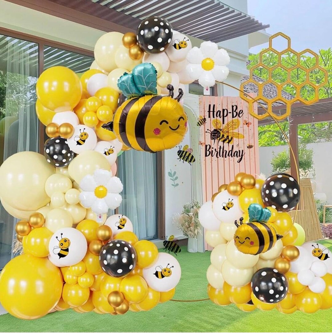 135pcs Bumble Bee Balloon Garland Kit: Yellow Black and White Bee ...