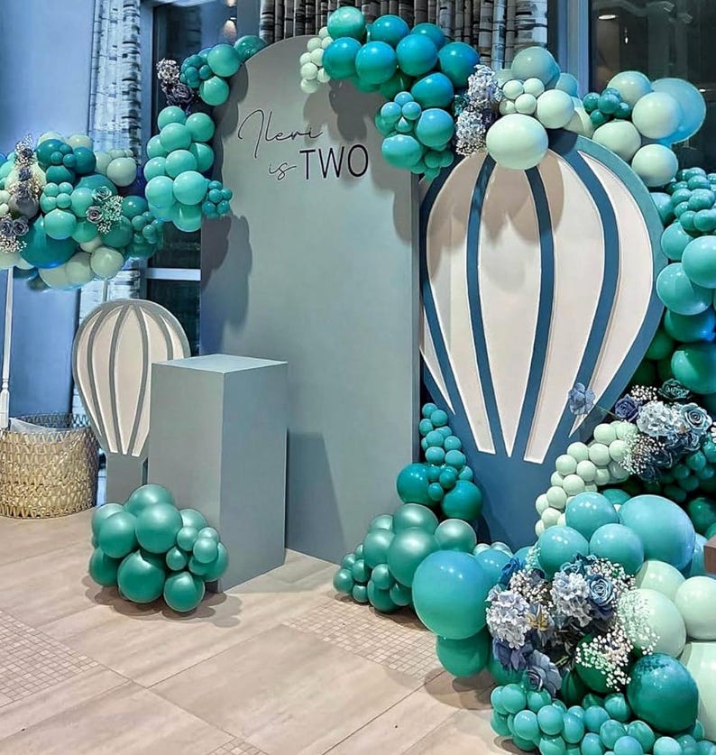 Teal Blue Balloons Double Stuffed Mint Blue Balloon Garland Turquiose ...