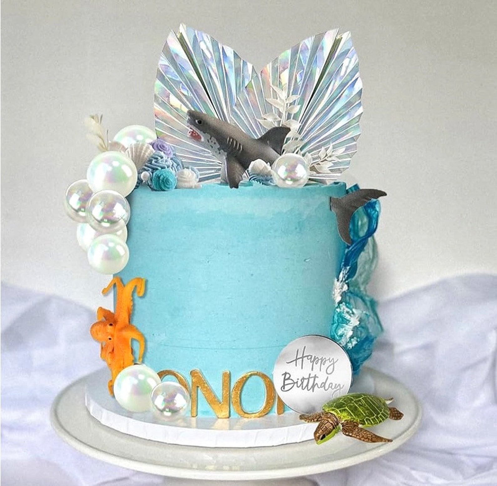 Shark Cake Toppers Shark Turtle Octopus Figurines Decorations Under the ...