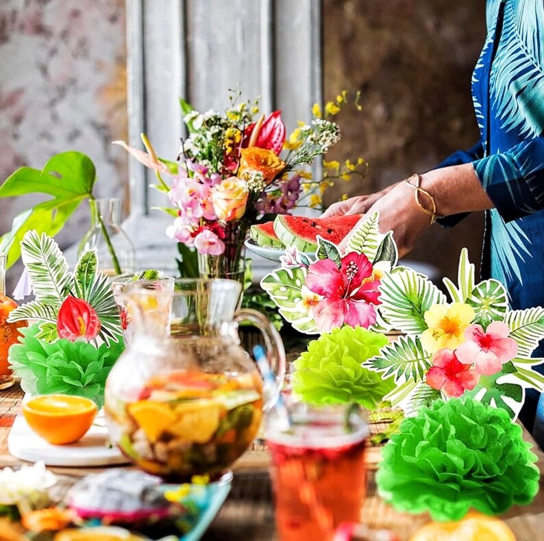 9pcs Hawaii Luau Honeycomb Centerpieces Tropical Aloha Party ...