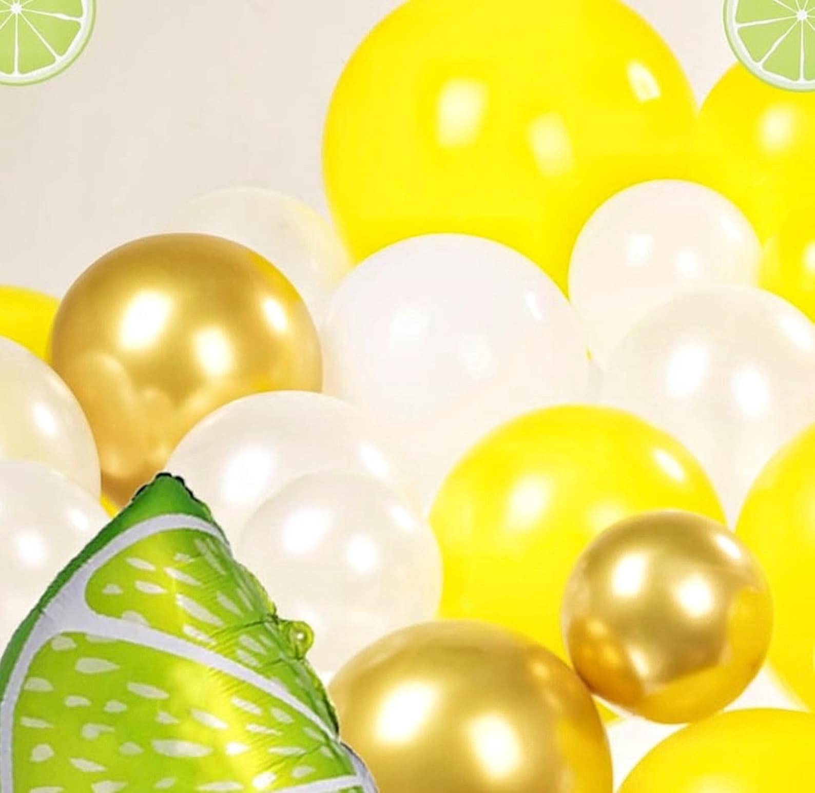 Yellow White Gold Lemon Balloon Garland Arch Kit 150pcs Pearl White ...