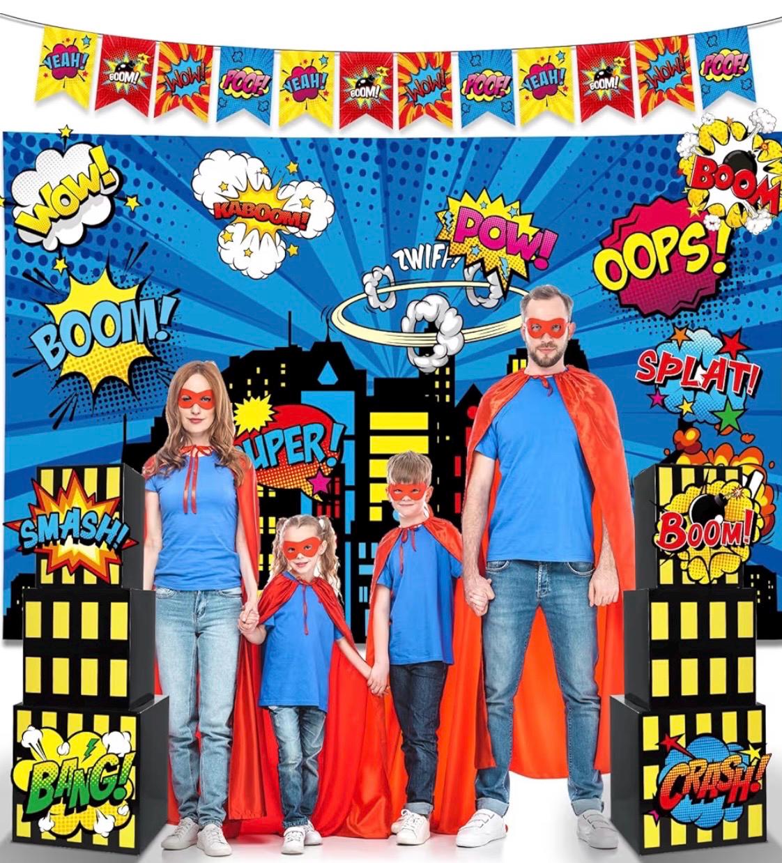17pcs Super Theme Hero Party Photography Backdrop for Hero Birthday ...