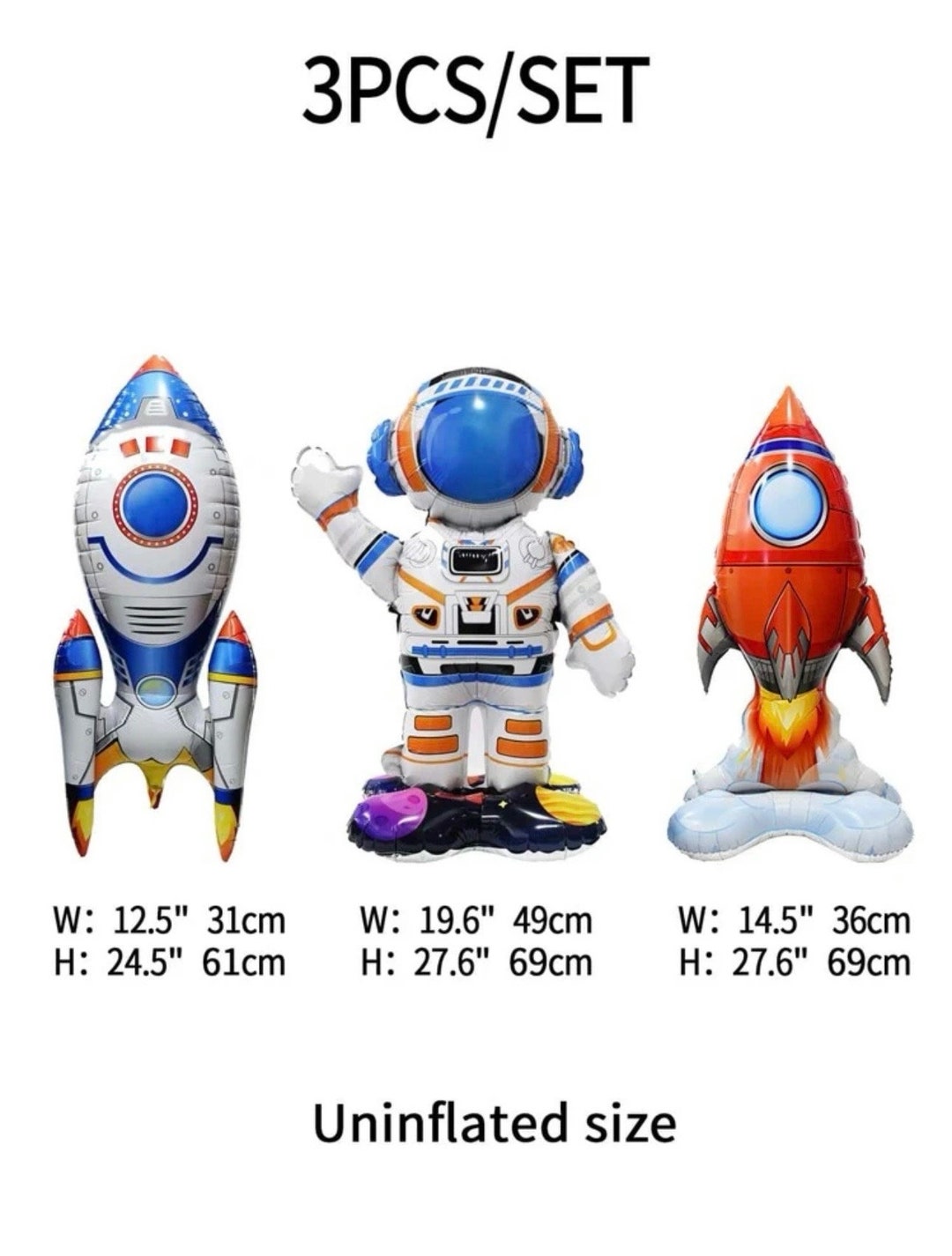 Astronaut & Rocket Shaped Decorative Balloon Set 3pcs ,outer Space ...