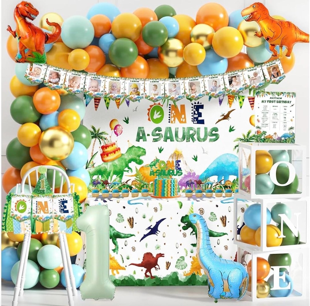 One a Saurus Birthday Decorations 105pcs Dinosaur 1st Birthday Party ...