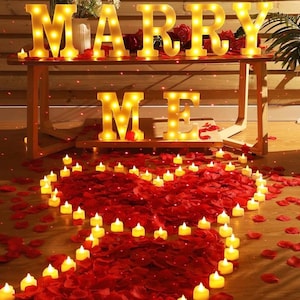 Marry Me Letter Lights,night Light Decoration With 4000pcs Rose Petals ...