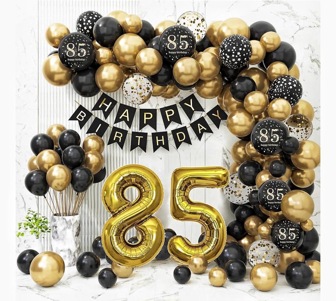 85th Birthday Party Decorations for Men Women, Black and Gold 85th ...