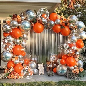 Orange Silver Balloon Garland Metallic Silver Orange Pearl Clear ...