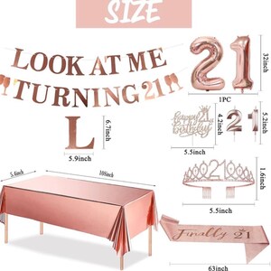 21st Birthday Decorations for Her, Pink Rose Gold Birthday Decor for ...