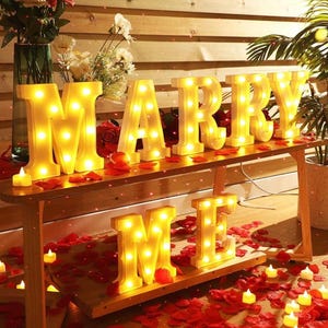 Marry Me Letter Lights,night Light Decoration With 4000pcs Rose Petals ...