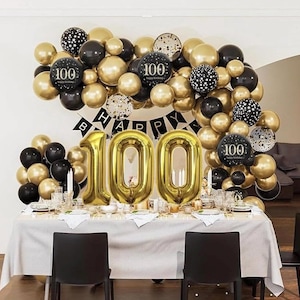 100th Birthday Decorations for Men Women, Black and Gold 100th Birthday ...