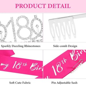 18th Birthday Crown for Girls, 18th Birthday Tiara and Sash Set for Women It's 18th My Birthday ...