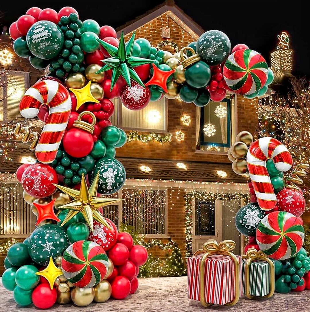 182 PCS Christmas Balloon Garland Arch Kit, Gingerbread Holiday Balloon ...