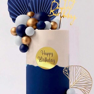 Blue White Gold Ball Cake Toppers Balls Cupcake Toppers Foam Ball ...