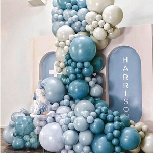 Blue Balloon Arch Kit Dusty Blue Sand White Balloons for Baby Shower ...