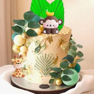 Jungle Safari Animal Cake Toppers | Giraffe Monkey Set Cake Topper ...