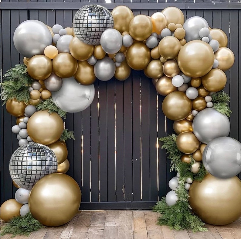 Chrome Gold Silver Balloon Garland Kit-metallic Gold Silver Balloons ...