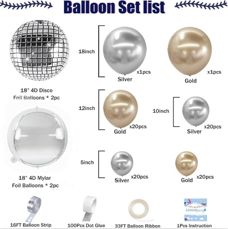 Chrome Gold Silver Balloon Garland Kit-metallic Gold Silver Balloons ...