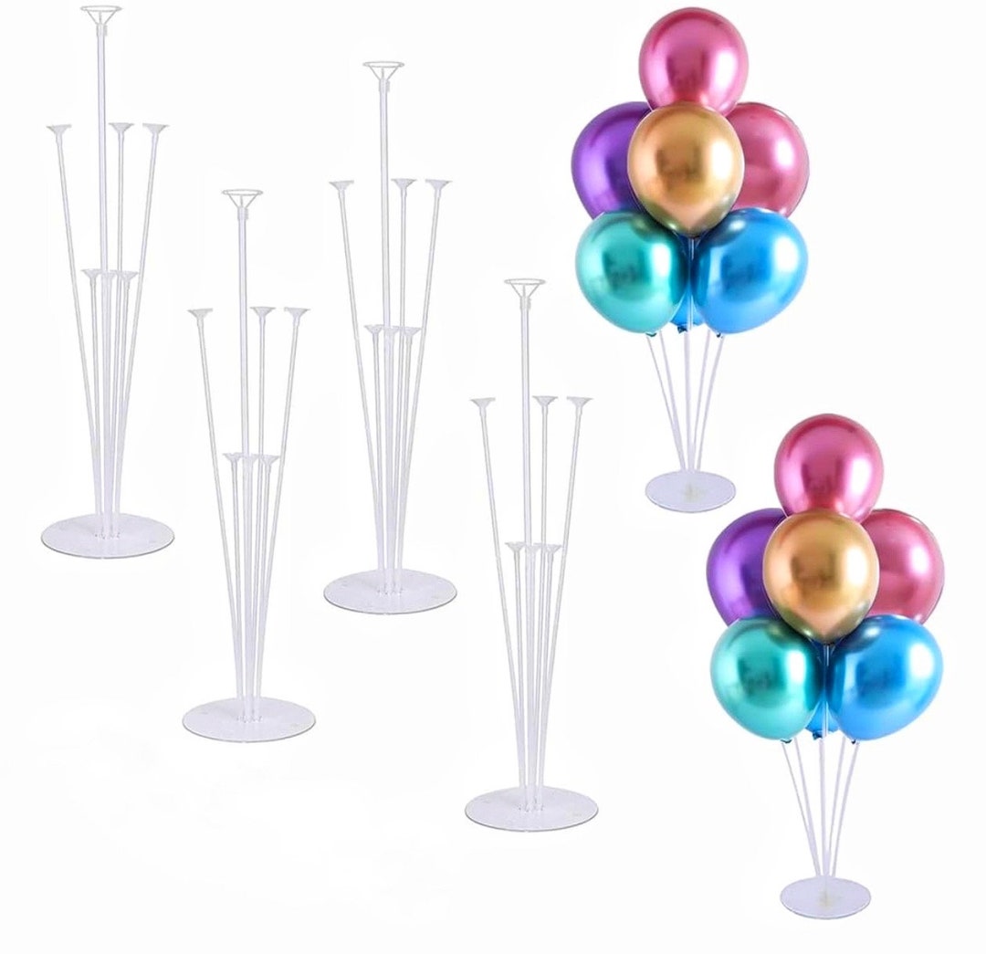 4 Set Balloon Stand Kit - Table Balloon Stands With Base, Easy Assembly ...