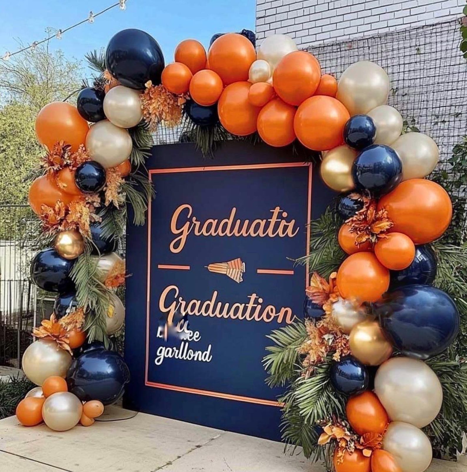 Navy Blue Orange Balloon Garland Double Stuffed Dark Blue Burnt Orange ...