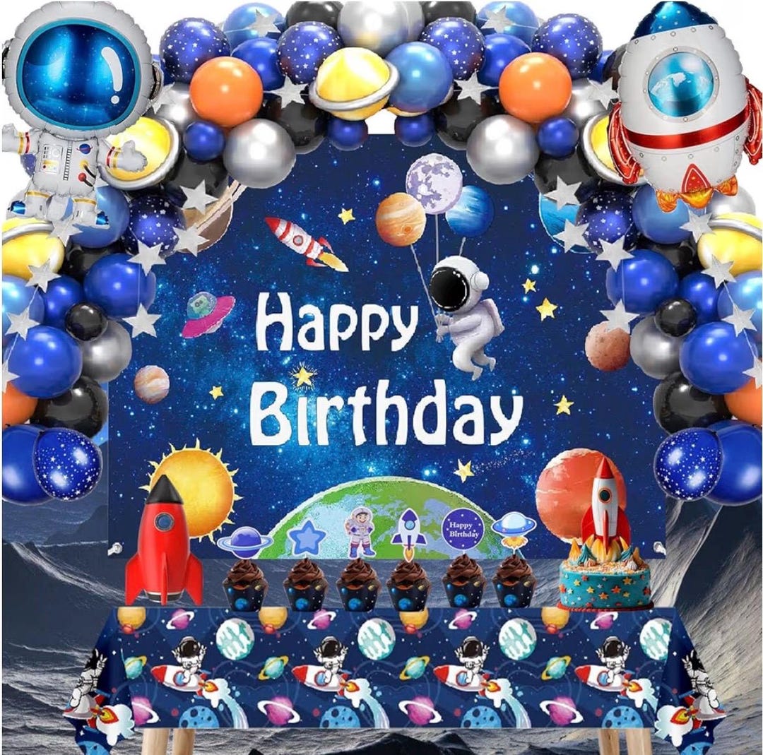 96pcs Outer Space Astronaut Party Decorations - Galaxy Themed Party ...