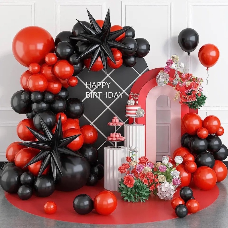 Red and Black Balloon Decoration - Etsy