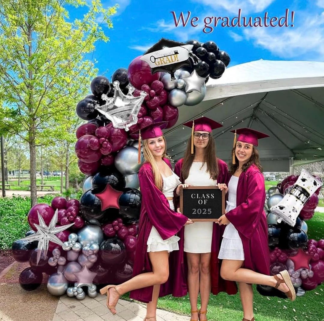 Black Maroon and Silver Balloon Garland Arch Kit 130pcs With Red and ...