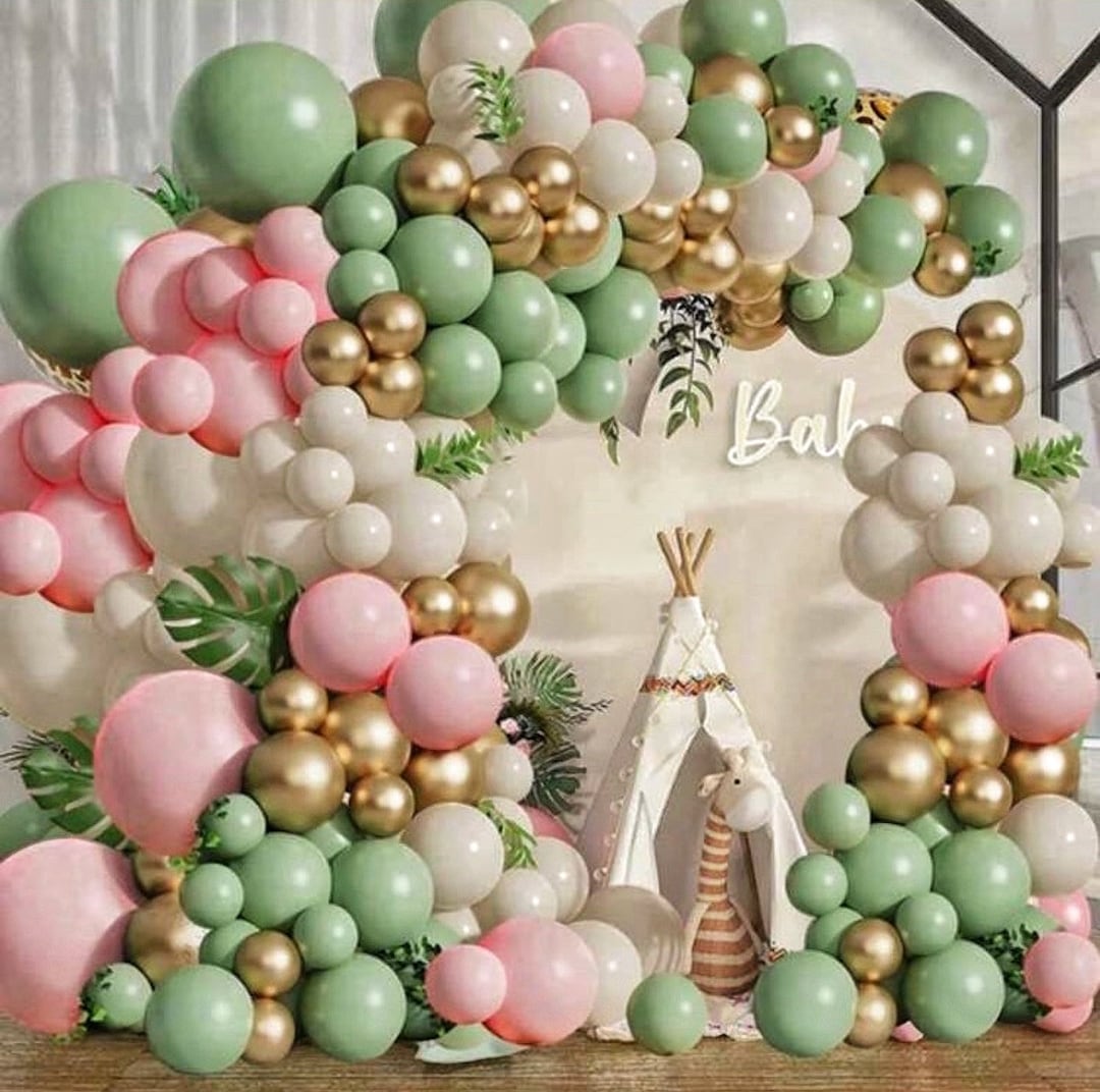 Sage Green Pink Balloon Garland Arch Kit , Olive Green Blush Peach ...