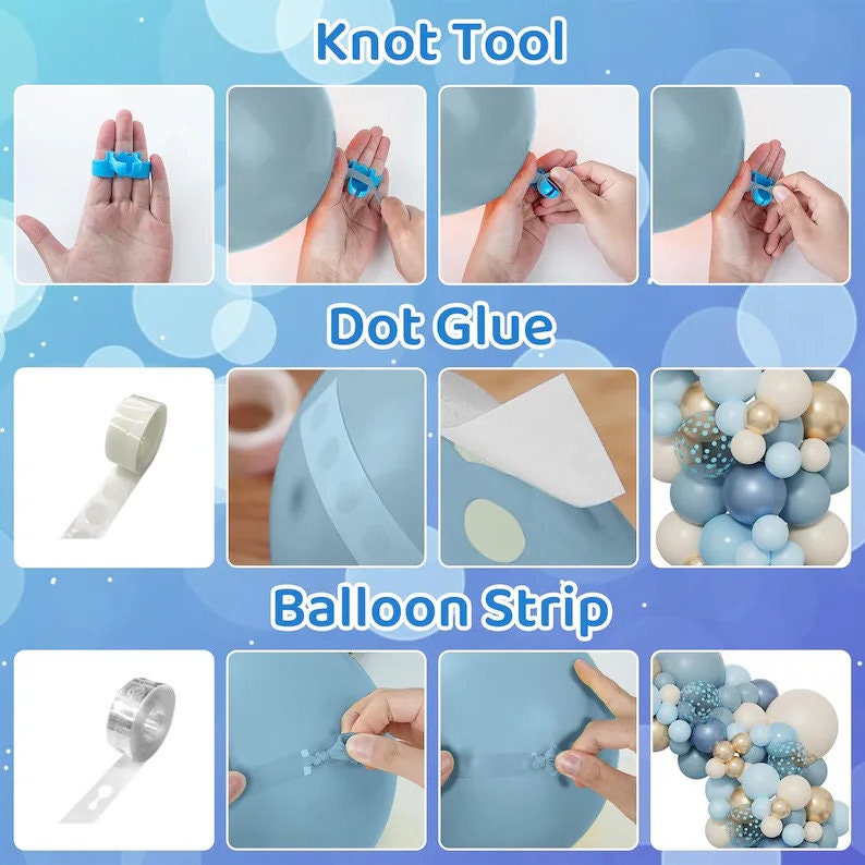 172pcs Dusty Blue Balloons Arch Garland Kit, Dusty Baby Pastel Blue Chrome Gold Blue Sand White ...