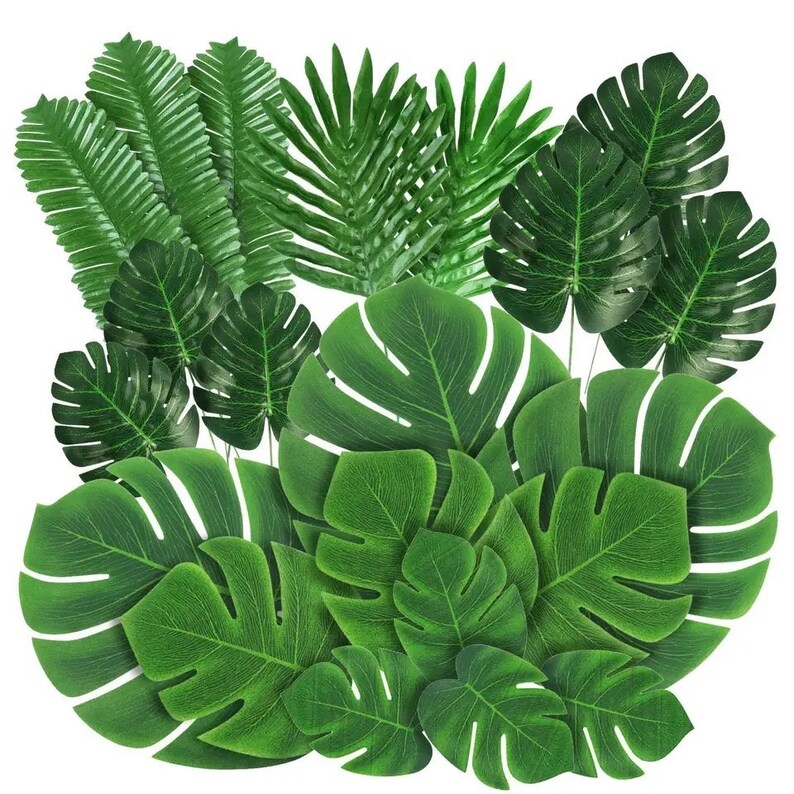 Tropical Leaves Greenery , Green Faux Palm Leaf Decorations, Safari ...