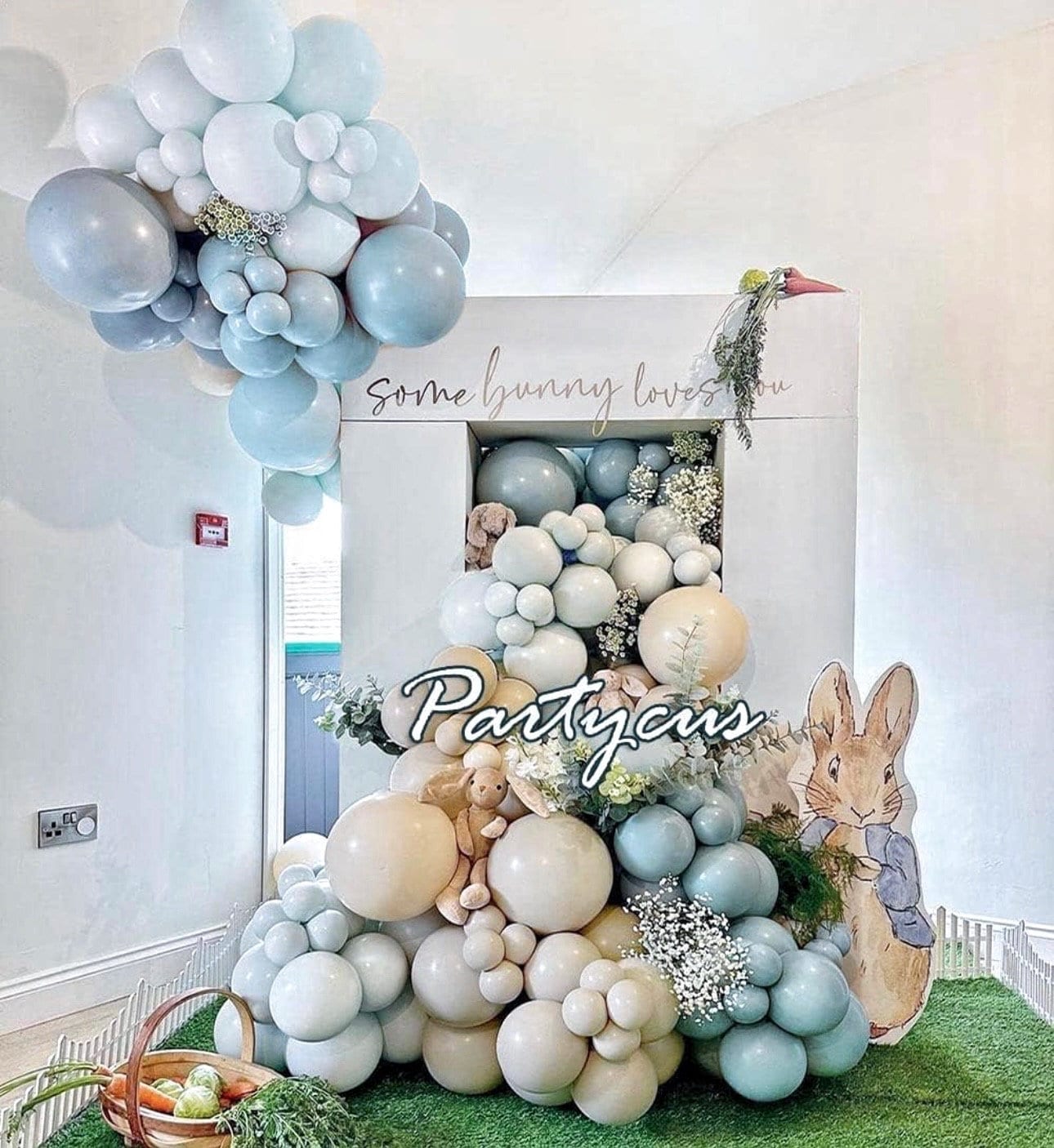 Dusty Blue White Balloon Garland Double Stuffed Pastel Light Blue ...