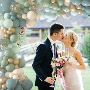170pcs Dusty Blue Green Balloon Garland Arch Kit Haze Fog Blue Ash Mist ...