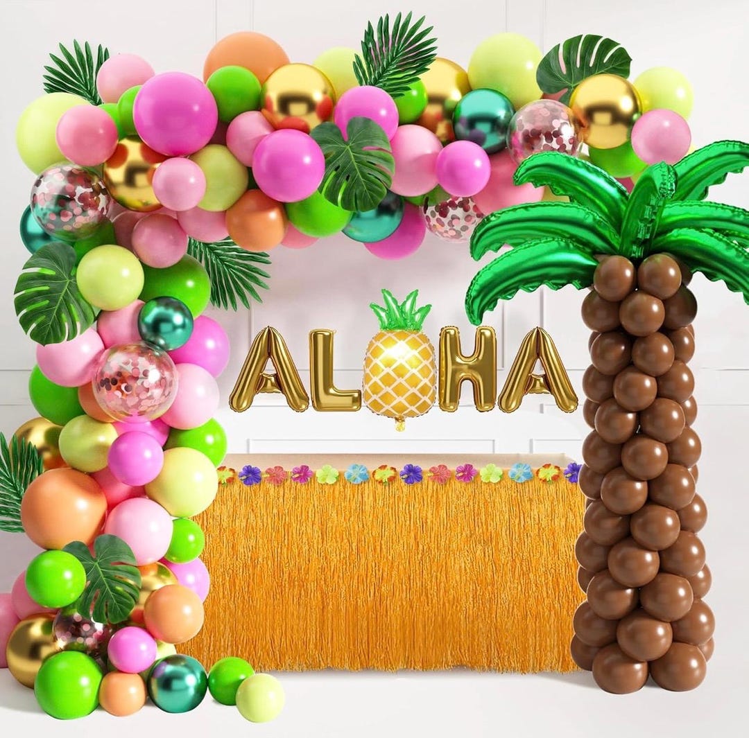 Tropical Luau Balloons Arch Garland Kit Luau Party Decorations With ...