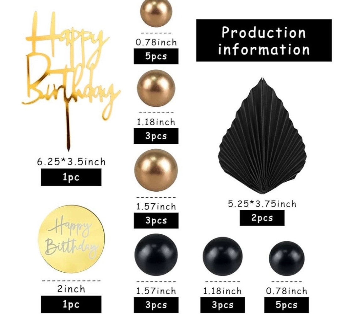 25 PCS Birthday Cake Topper Set, Acrylic Happy Birthday Cake Toppers ...