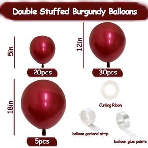 Burgundy Balloons Double Stuffed Maroon Balloon Garland Different Sizes ...