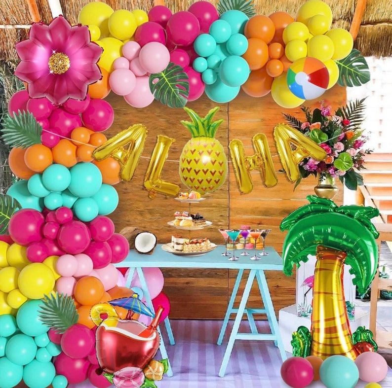 182pcs Tropical Balloons Arch Garland Kit, Luau Tropical Party ...