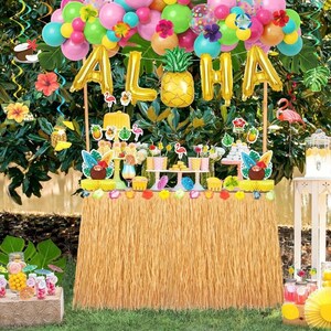 Hawaiian Aloha Luau Party Decorations, 153pcs Tropical Summer Beach ...