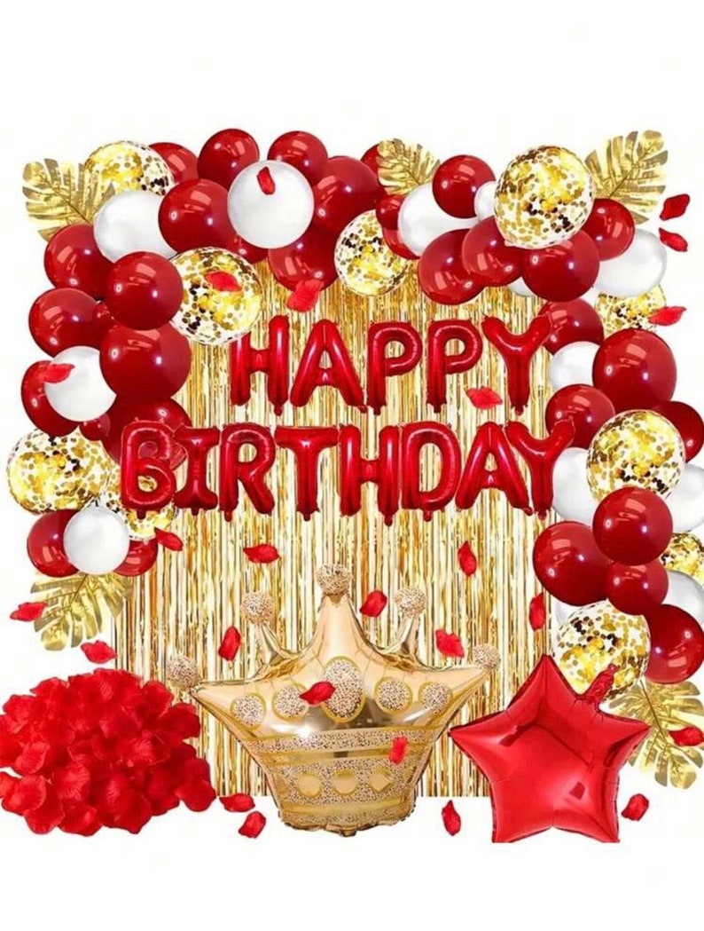Red Gold Birthday Decorations, Red Party Decorations, White Gold ...